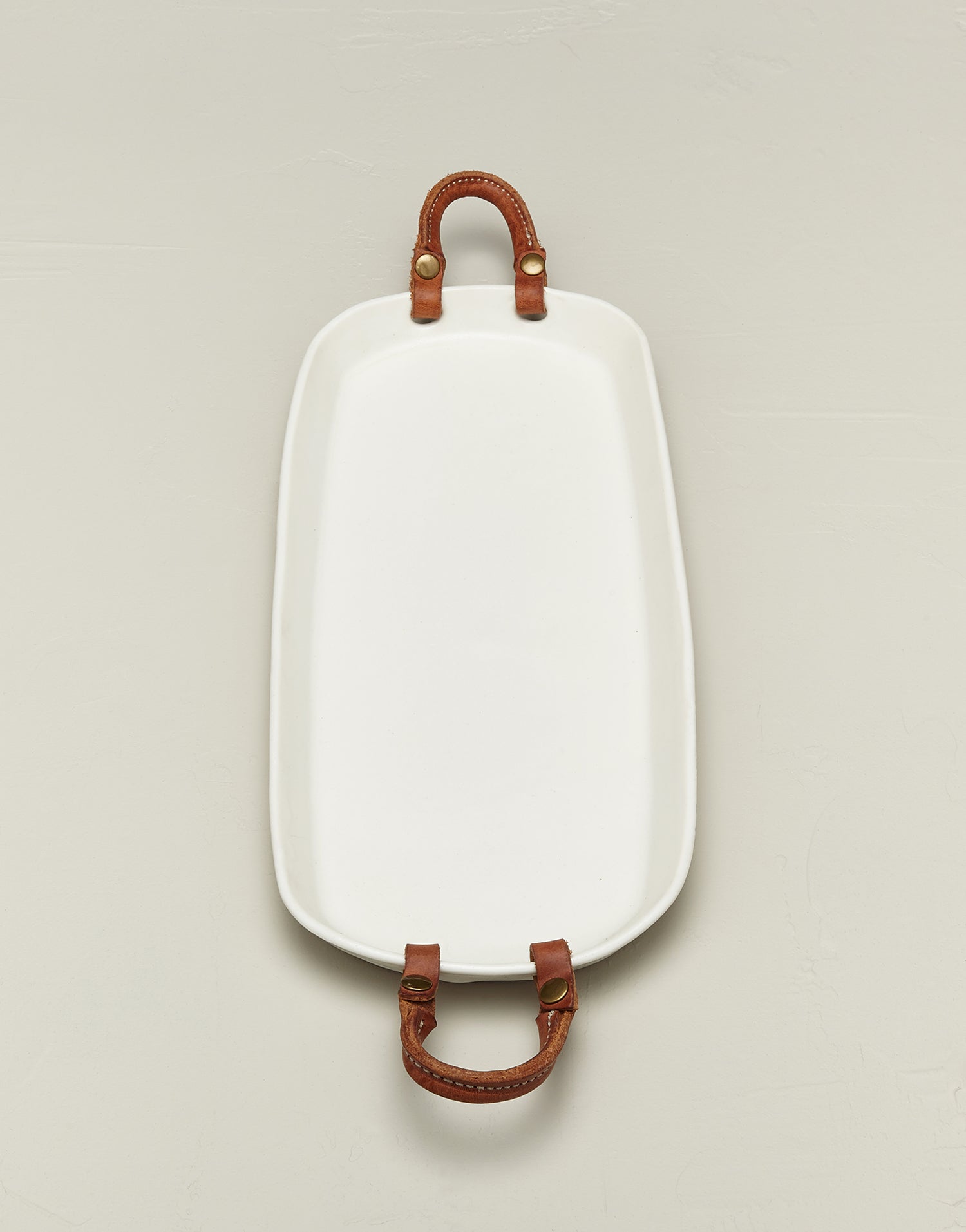DBO HOME Remo Tray -handmade porcelain and leather serve ware